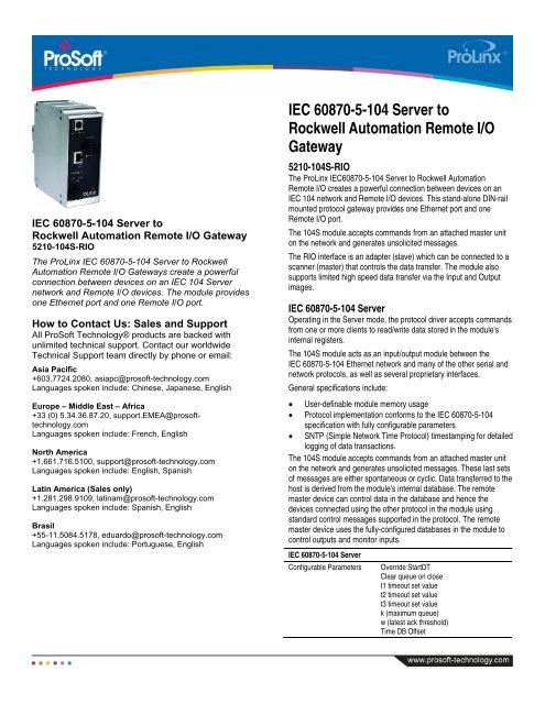 IEC 60870-5-104 Server to Rockwell Automation Remote I/O Gateway