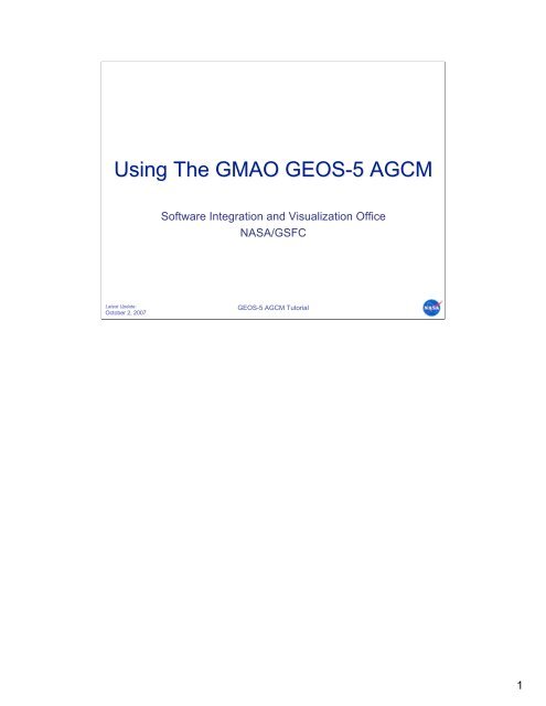 Gmao Geos 5 Tutorial Modeling Analysis And Prediction Program