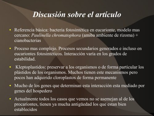 Discusión sobre el artículo