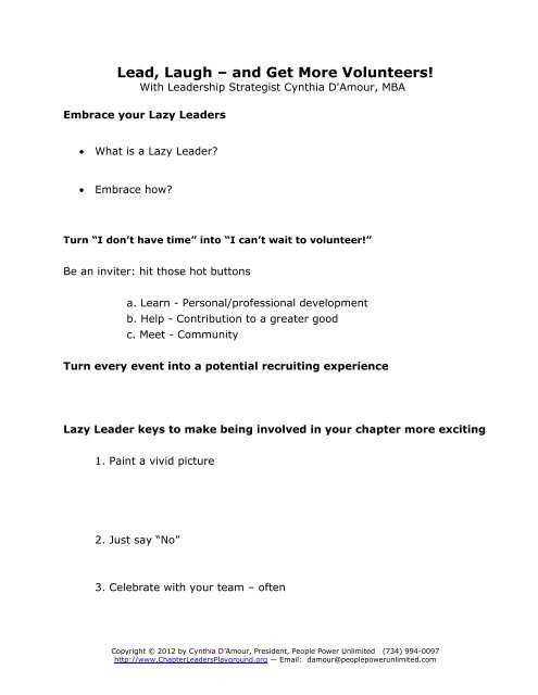 Leadership Training Handout - CMAA