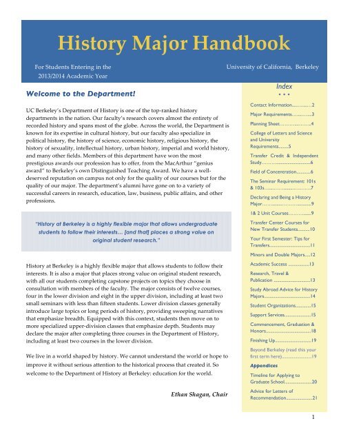 History Major Handbook - Department of History, UC Berkeley