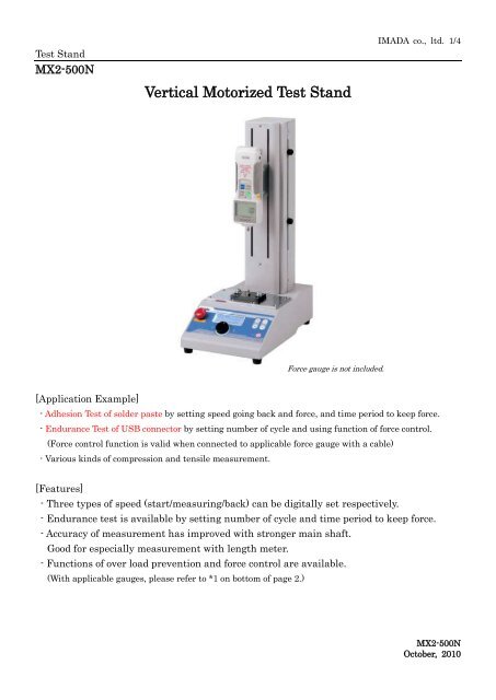 Vertical Motorized Test Stand
