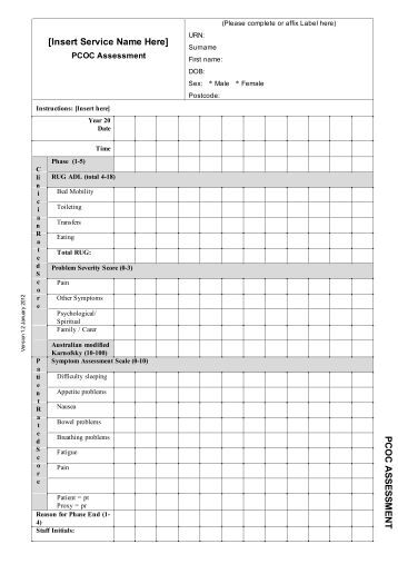 Palliative Care Assessment Form MR xx Insert Service Name here