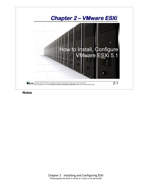 VMware vSphere 5.1 Sample Chapter - ESXLab