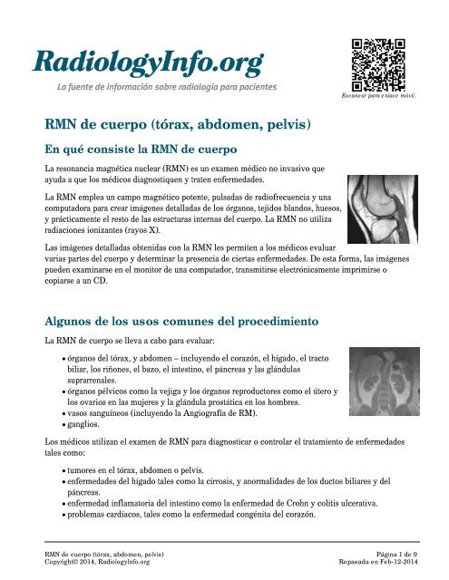 RMN de cuerpo (tÃ³rax, abdomen, pelvis) - RadiologyInfo