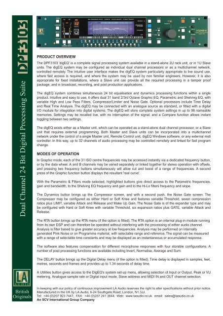 Dual Channel 24 Bit Digital Processing Suite - LA Audio