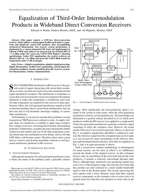Equalization of Third-Order Intermodulation Products in Wideband ...