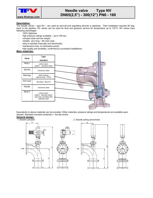 Needle valve Type NV DN65(2,5”) - 300(12”) PN6 - 160 - Tfvalves.com