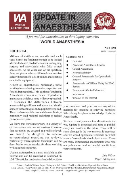 UPDATE IN ANAESTHESIA - WFSA