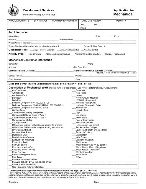 Mechanical Permits - City of Bellevue