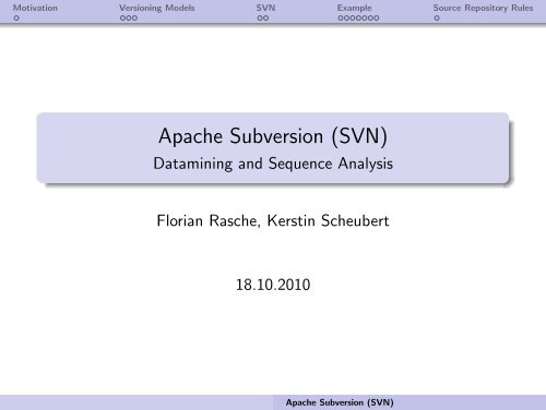 Apache Subversion Svn Datamining And Sequence Analysis
