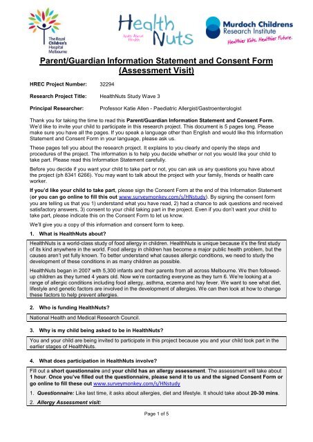 Parent/Guardian Information Statement and Consent Form ...