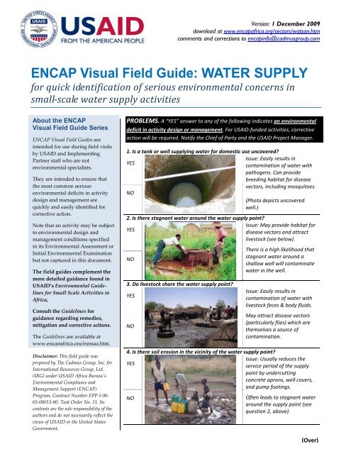 ENCAP Visual Field Guide: WATER SUPPLY