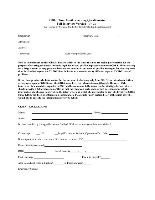 client screening form