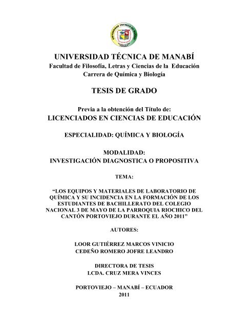 universidad tÃ©cnica de manabÃ­ tesis de grado - Repositorio UTM ...