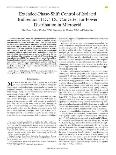 Extended-Phase-Shift Control of Isolated Bidirectional ... - IEEE Xplore