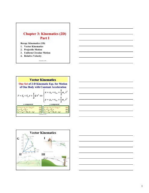 Chapter 3: Kinematics (2D) Part I