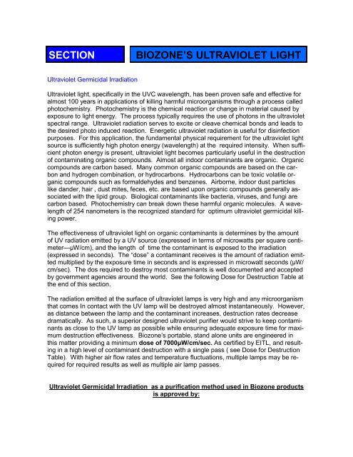 biozone's ultraviolet light section - The Wolfe Clinic
