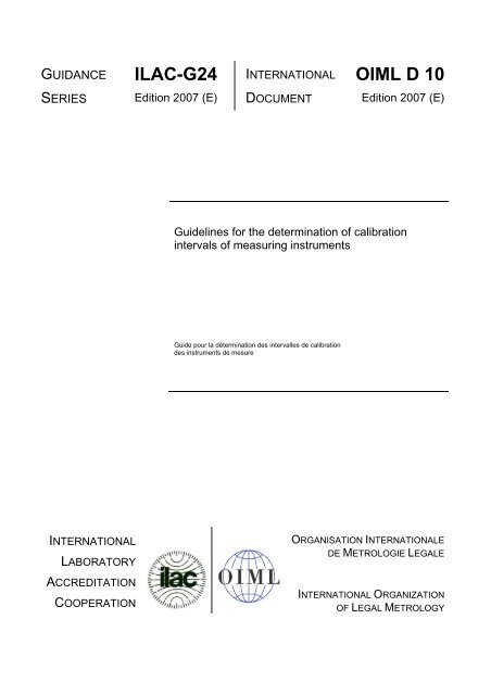 ILAC G24:2007 Guidelines for the determination of calibration ...