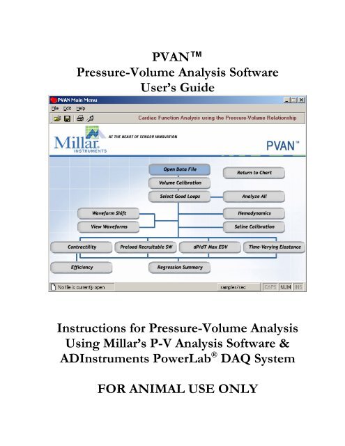 PVAN™ Pressure-Volume Analysis Software User's Guide ... - Millar