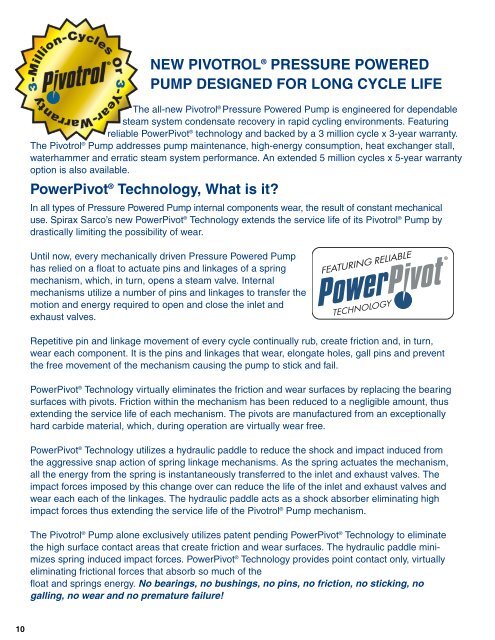 10 NEW PIVOTROL ® PRESSU