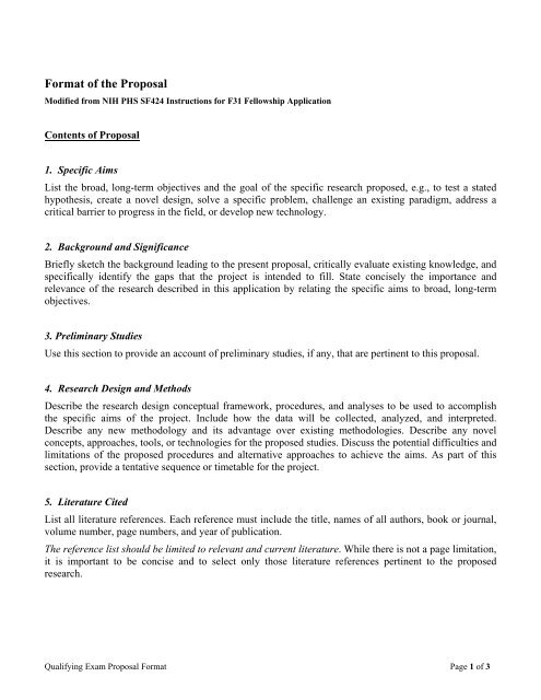 Format of the Proposal