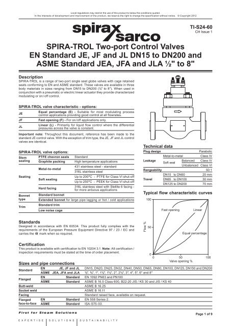 SPIRA-TROL Two-port Control Valves EN Standard ... - Spirax Sarco