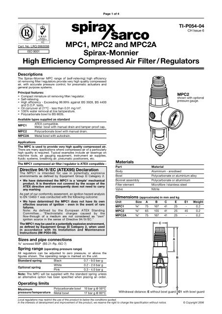 MPC1, MPC2 and MPC2A Spirax-Monnier High ... - Spirax Sarco