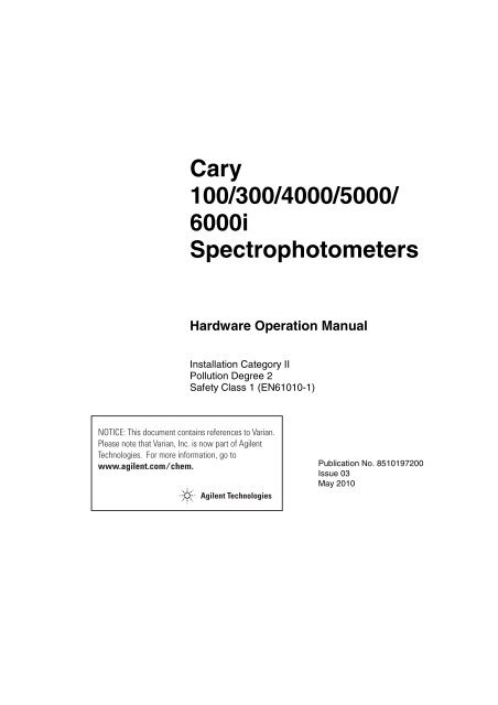 Cary 100/300/4000/5000/ 6000i Spectrophotometers Hardware ...