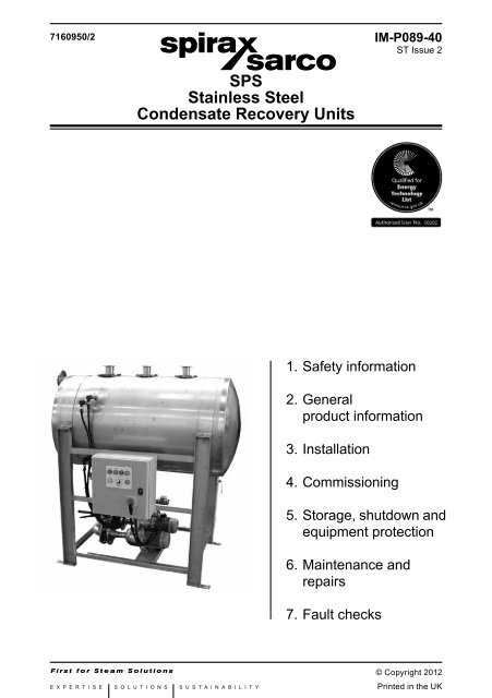 SPS Stainless Steel Condensate Recovery Units - Spirax Sarco