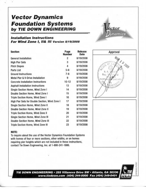 Vector Dynamics Foundation System Installation Instructions