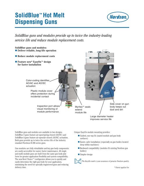 SolidBlue Hot Melt Dispensing Guns Product Literature - Nordson ...