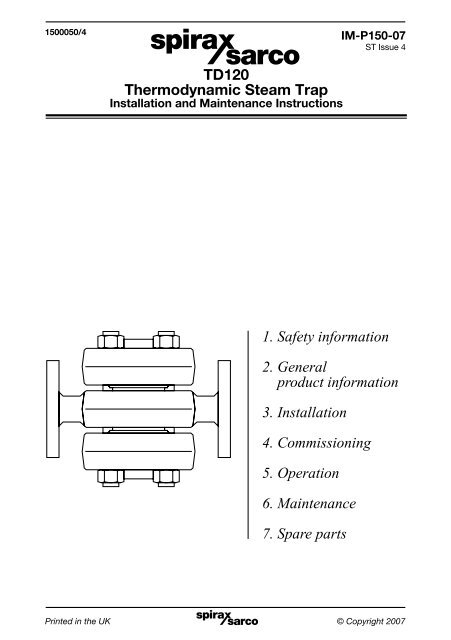 TD120 Thermodynamic Steam Trap - Spirax Sarco