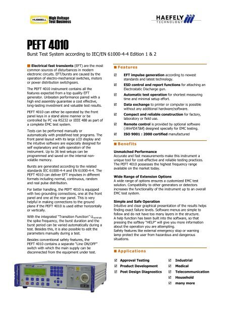PEFT 4010 - Haefely EMC Technology