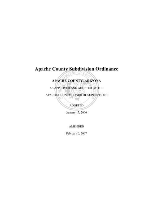 Subdivision Ordinance - Apache County