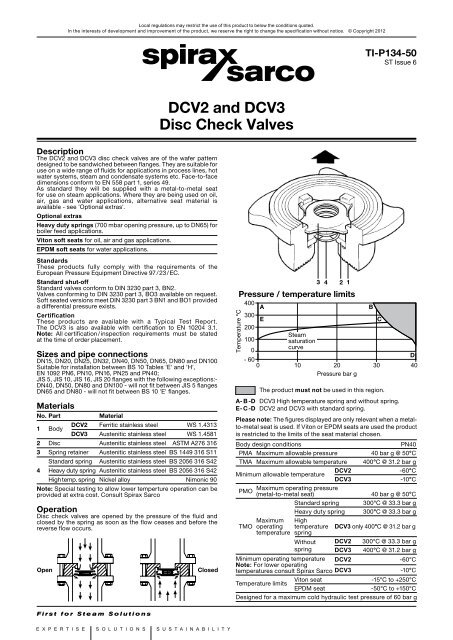 DCV2 and DCV3 Disc Check Valve - Spirax Sarco