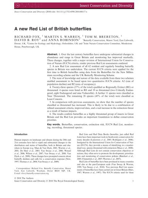 A new Red List of British butterflies - Butterfly Conservation