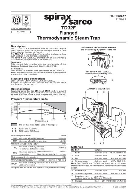 TD32F Flanged Thermodynamic Steam Trap - Spirax Sarco