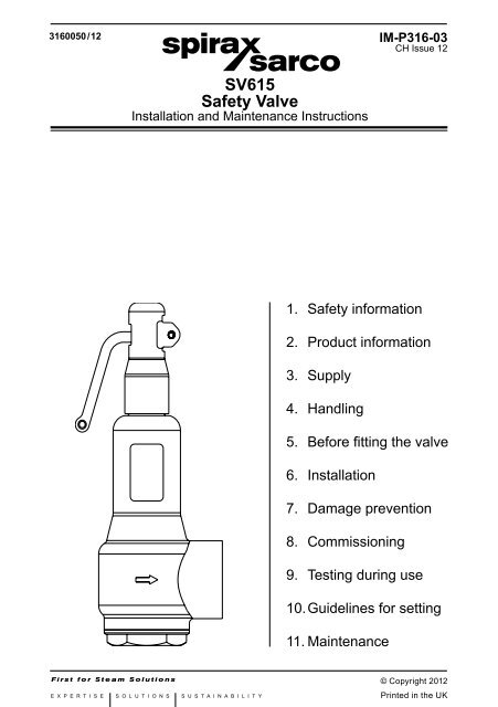 SV615 Safety Valve - Spirax Sarco