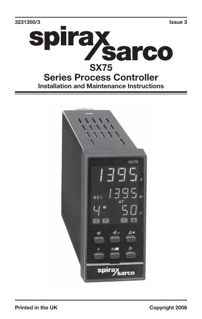 SX75 Series Process Controller - Spirax Sarco
