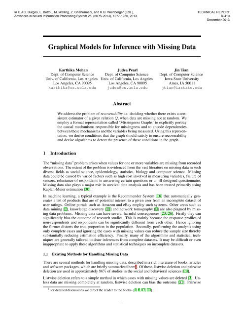 Missing data as a causal inference problem - UCLA Computer Science