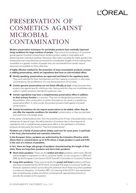 preservation of cosmetics against microbial contamination