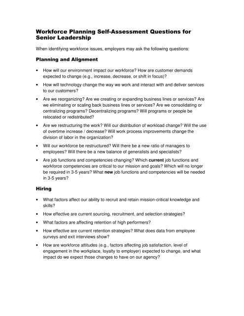 Workforce Planning Self Assessment Questions For Senior Leadership workforce-planning-self-assessment-questions-for-senior-leadership