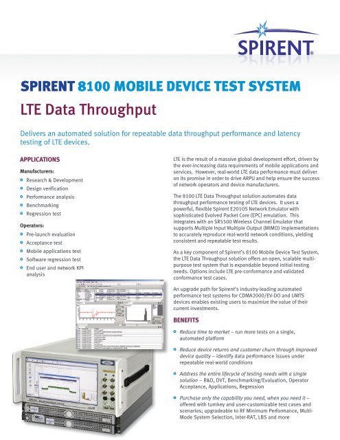 8100 LTE Data Throughput Datasheet - Spirent Communications