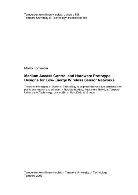 Medium Access Control and Hardware Prototype Designs for Low ...