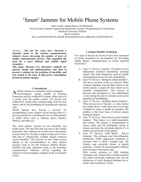 'Smart' Jammer for Mobile Phone Systems A