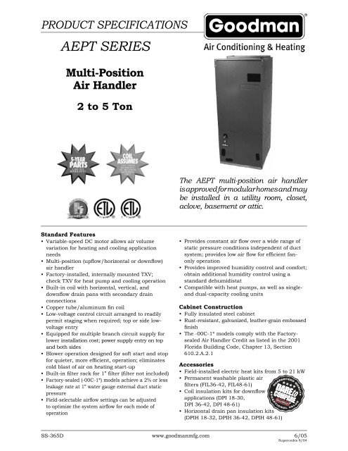 Goodman Air Handler Air Filter