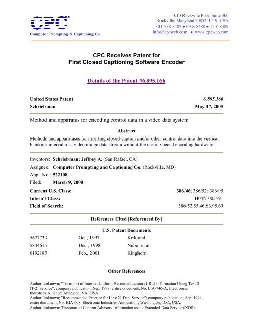 CPC Receives Patent for First Closed Captioning Software Encoder ...