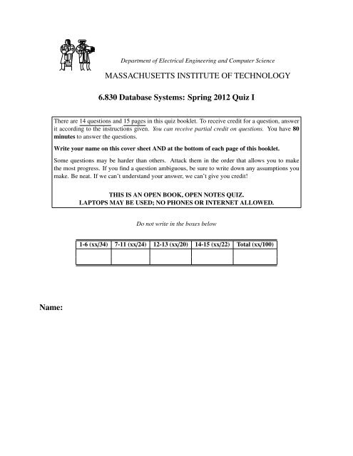 Exam PDF - MIT Database Group
