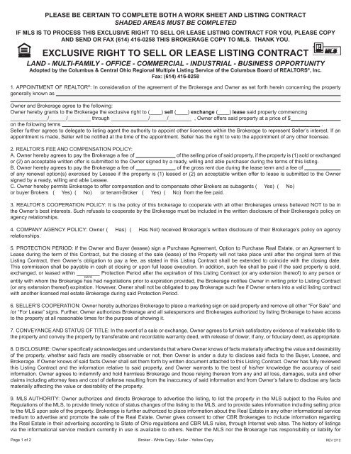 Exclusive Right To Sell Or Lease Listing Contract Columbus Board Of exclusive-right-to-sell-or-lease-listing-contract-columbus-board-of